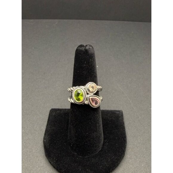 Jewelry | Vtg Mexican Sterling Silver Plate 925 Stamp Triple Stone ...